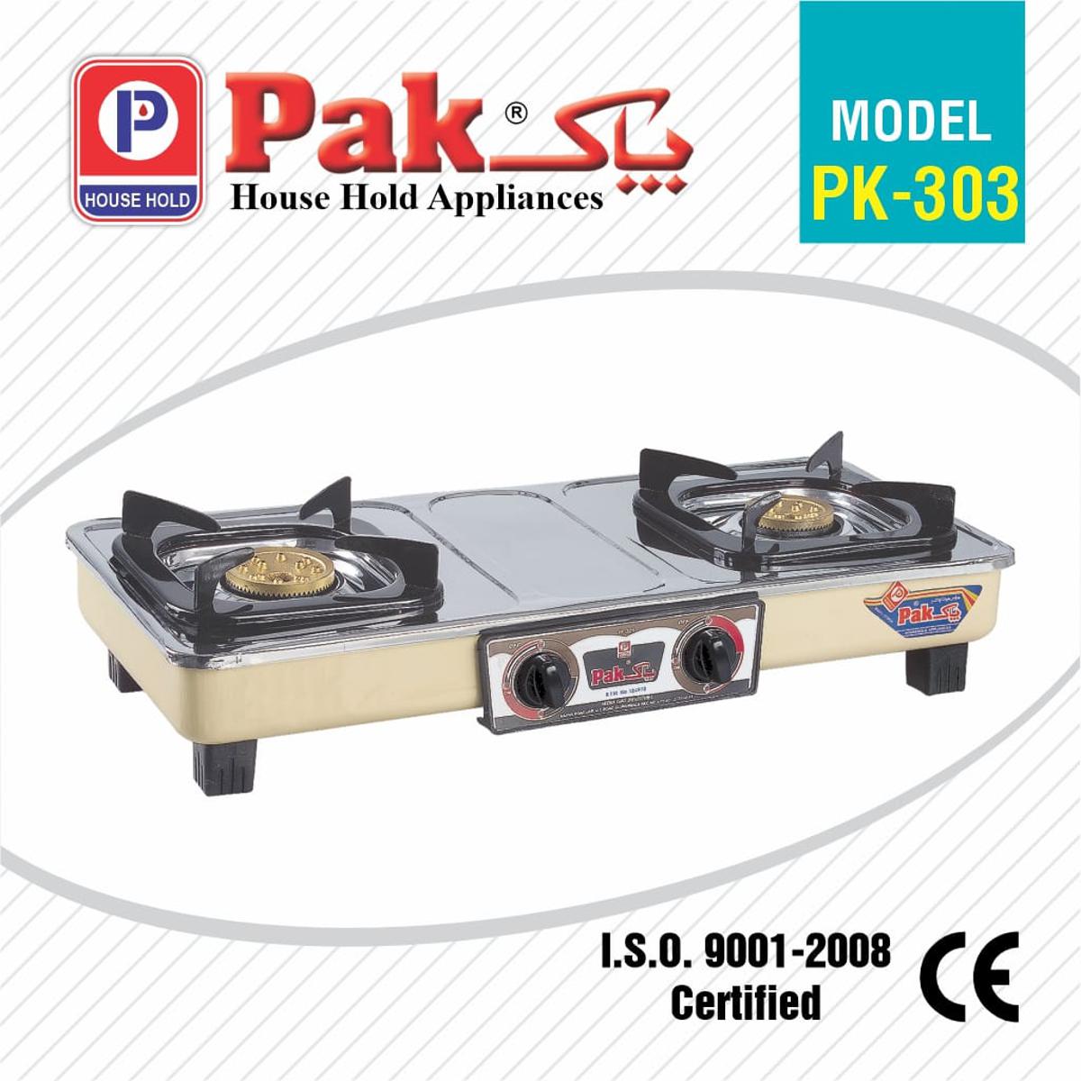 Pak Gas Stove with 2 Efficient Casted Iron Burners Manual Ignition ...