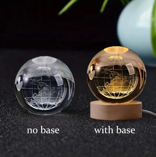 Crystal ball 6cm 3D Crystal Planet Night Light Laser Engraved Solar ...