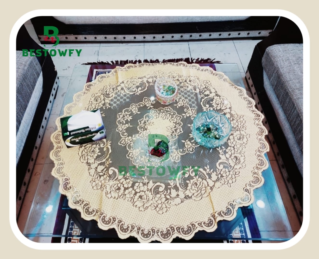 Multi color net center table cover Round & Square - Center Table Mat ...