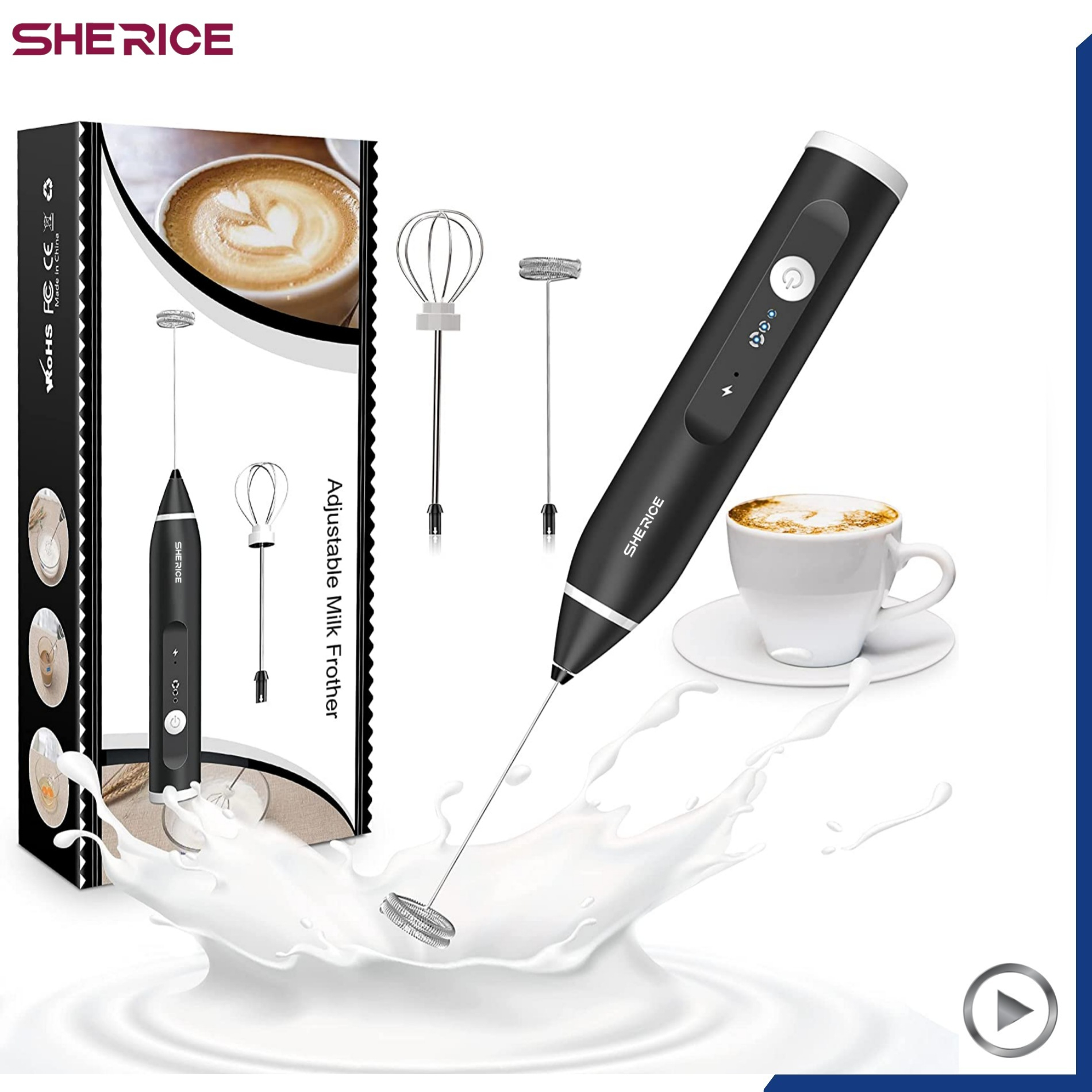 Electric Coffee Mixer Rechargeable Milk Shaker Maker Frother Foamer USB ...