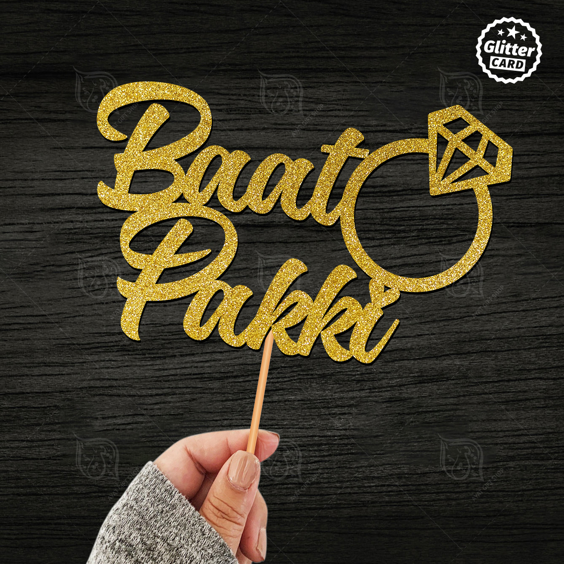 Baat Pakki Glitter Cake Topper For Party Celebration, Wedding Topper in ...