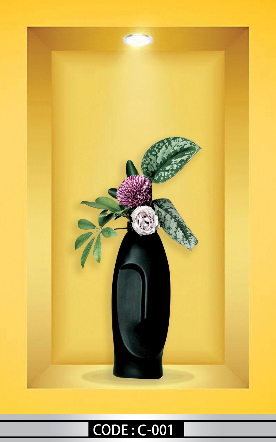 3D wall decor Vases Wall Stickers / White Ceramic Vases 3D Wall Decals ...