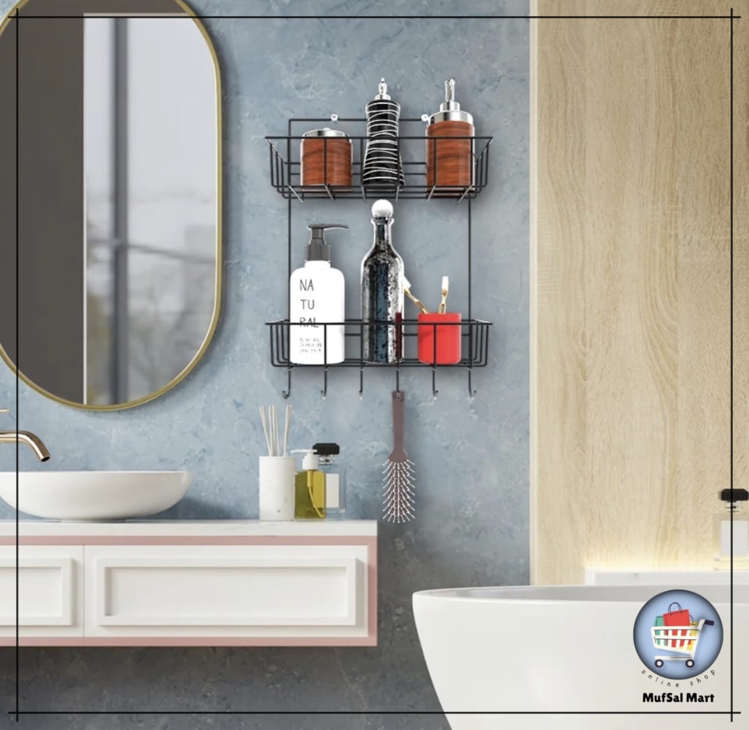 2-Tier Shelf, Space Saving Bathroom Storage Vanity Stand Rack ...