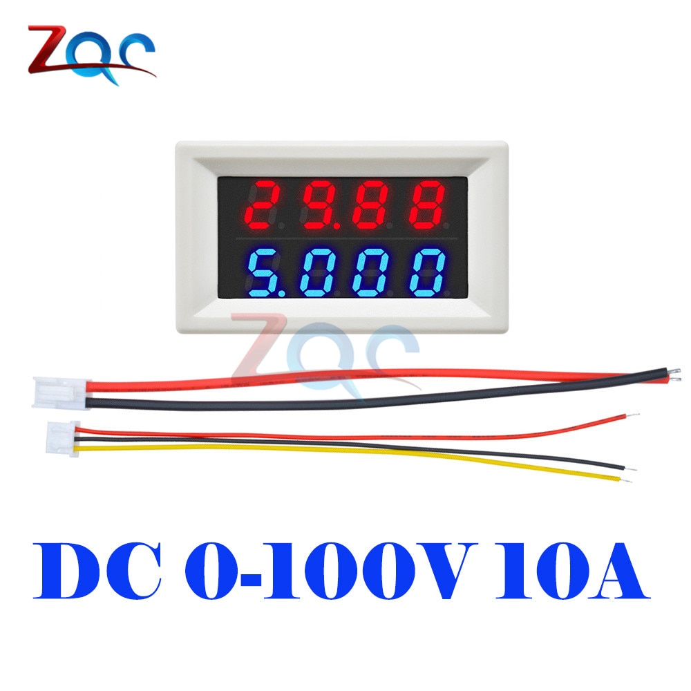 Mini DC 4 Bits Dual Digital Voltmeter Ammeter DC 200V 10A Voltage Current Volt Amp Monitor Meter ...