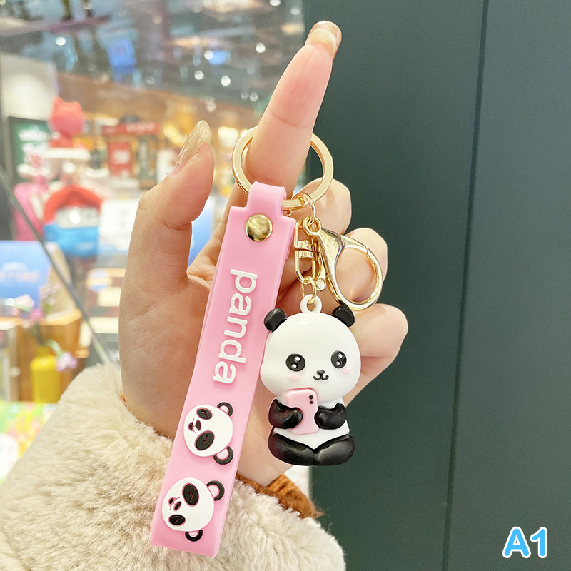 Cute Panda Cartoon Keychain Kawaii Animal Pendant Keyring Bag Charm Car ...