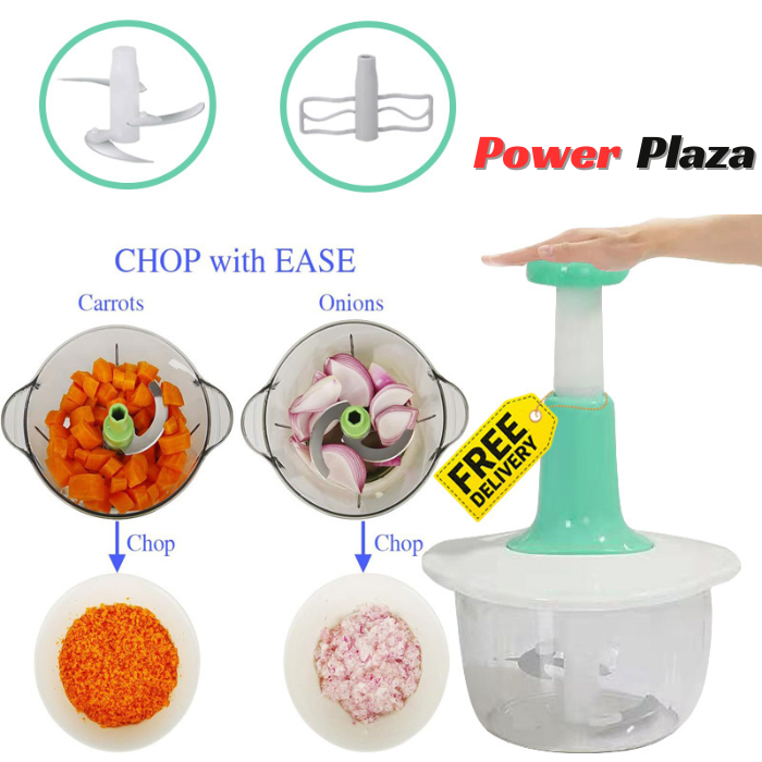 Hand chopper Manual Food Chopper, 1500ML Speedy Chopper with 3 Curved ...