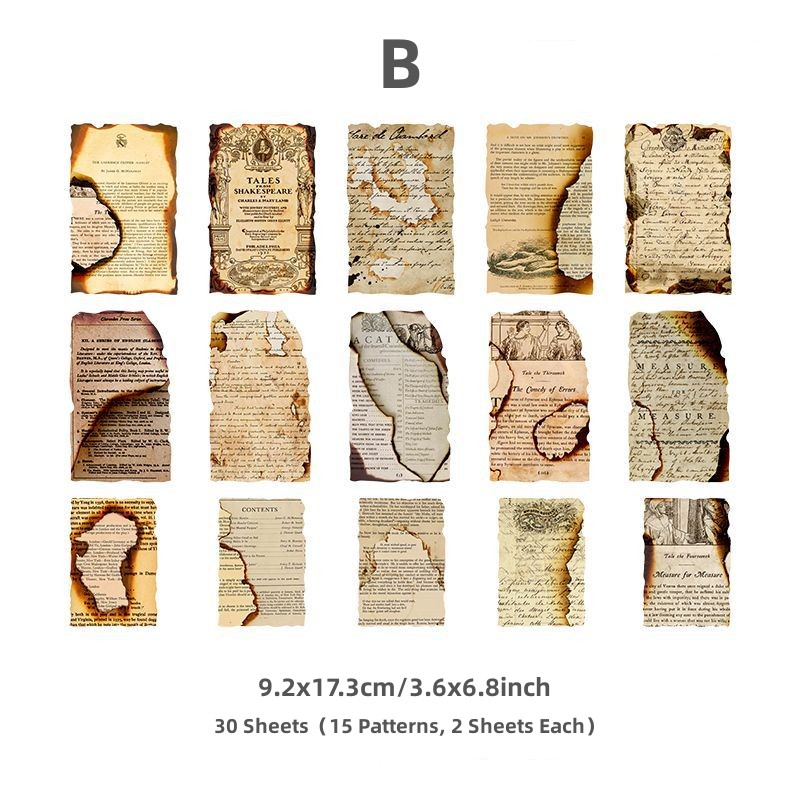 RHS Online 30PCS Burning Poems Series Retro Material Paper DIY Album ...
