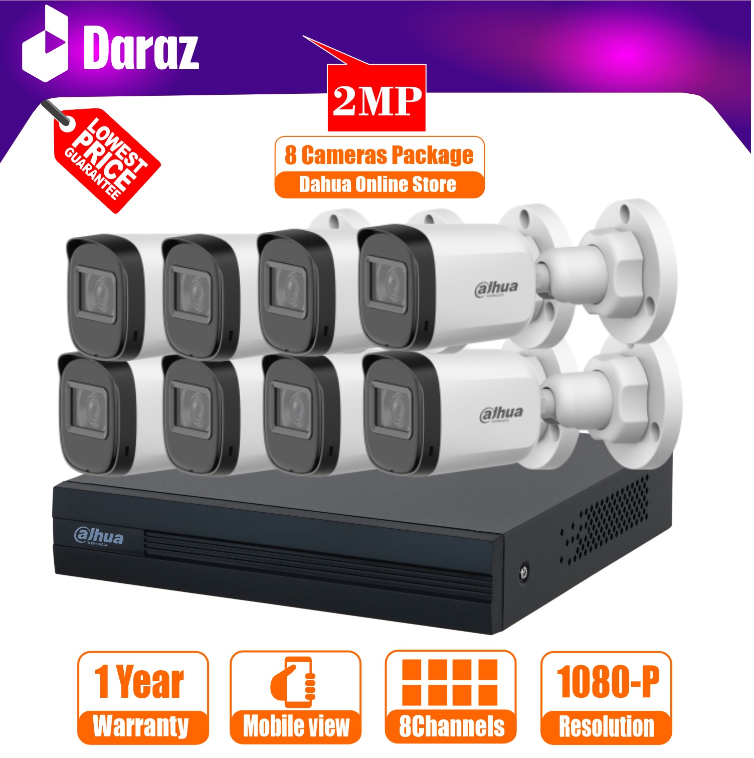 8 Cameras Package- 2 Megapixels 1080p Full HD - CCTV camera price in ...