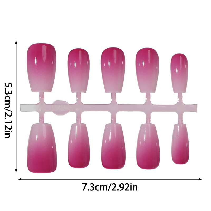 Gradient Short Ballet Nails Set 10Pcs Simple Nude Color False Nails ...