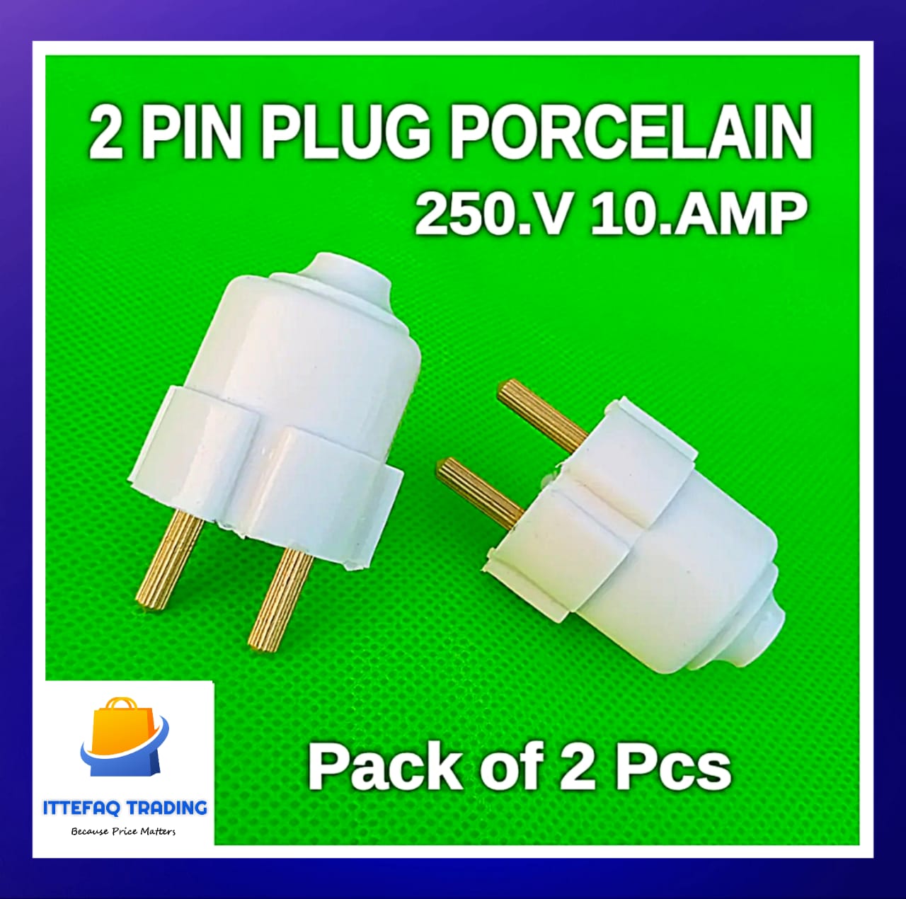 2 Pin Male Plug 250V 16A High Quality Ceramic Base- 2 Pcs Pack | Daraz.pk