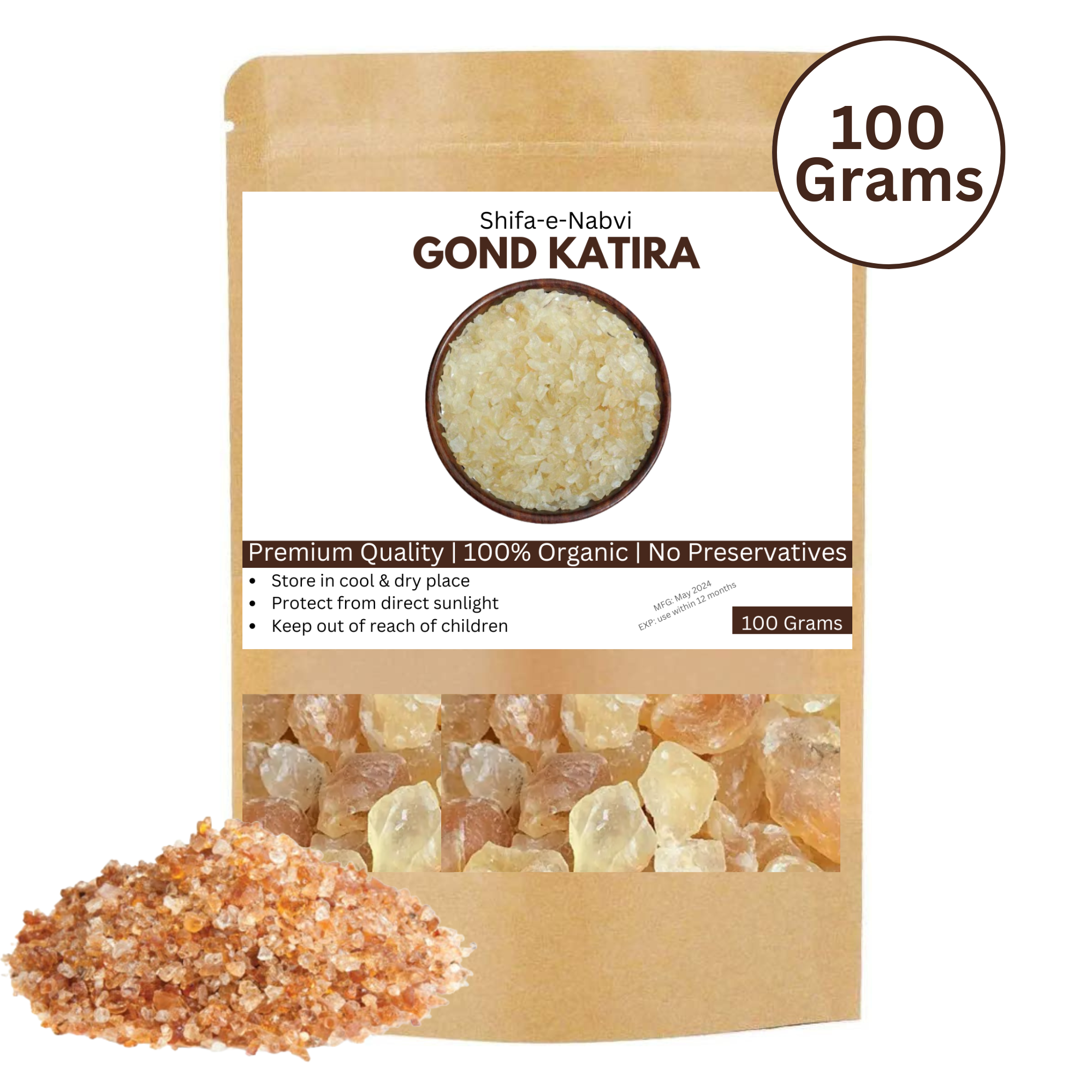 100 Grams Gond Katira | Tragacanth Gum | Gond Katera Asli | 100% Pure ...