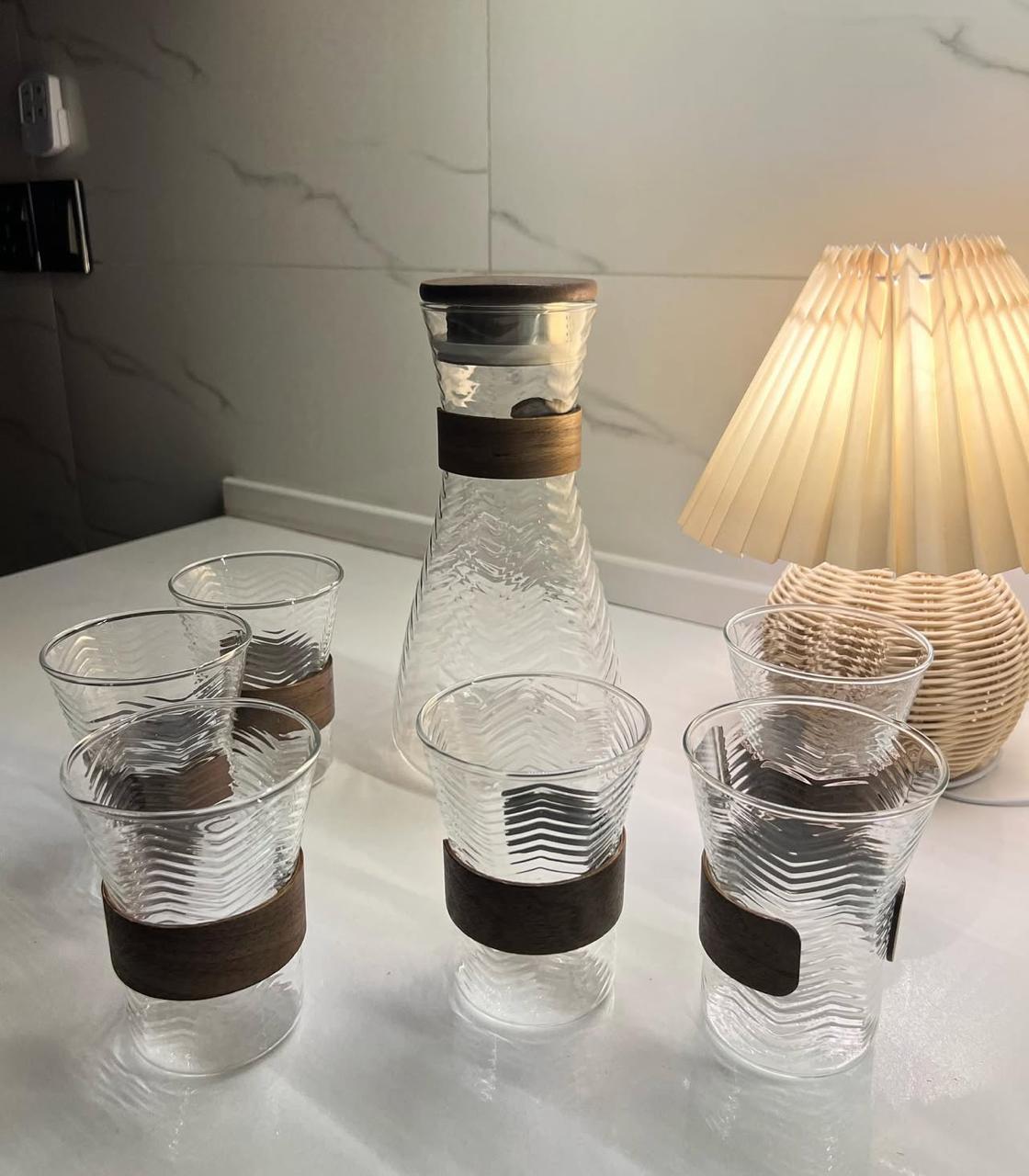 High Borosilicate Glass Water Set --- 1 Jug with 6 Glasses | Daraz.pk