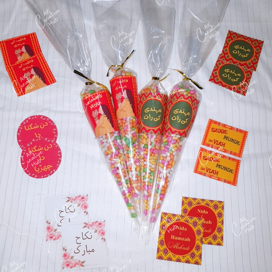 Customized Cone Stickers - Mehndi Cone Stickers/Sauf Cone Stickers ...