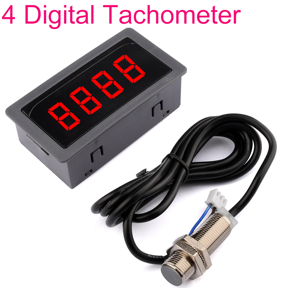 4 Digital Tachometer Red Led Rpm Gauge Speed Meter With Hall Magnet ...