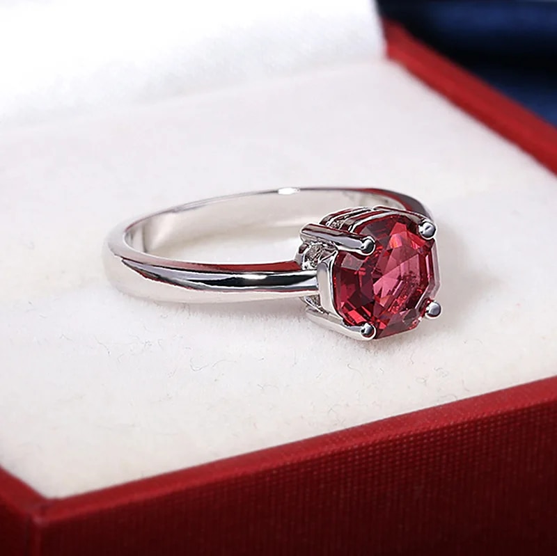 Red Ruby Oval Egg Shape Gemstone Sterling 925 Silver Wedding Rings For Women Bridal Fine Jewelry ...