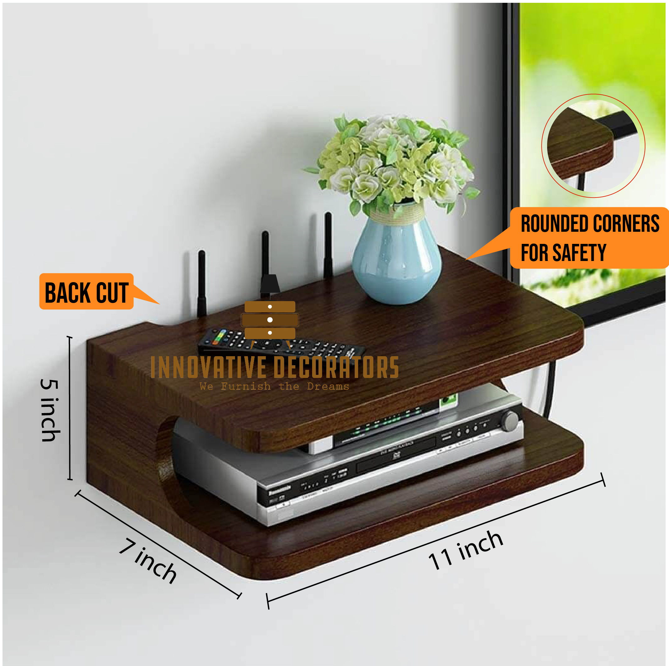 2 Layers Wall Mounted Shelf For Wifi Router, Phone, Decorative Items ...