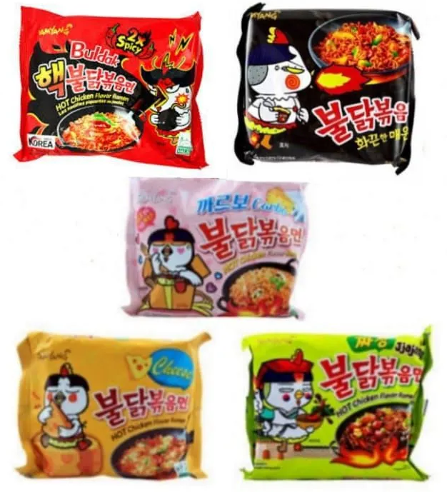 New Hot Korean Chicken Noodles Pack Of 5 Different Variant Combo Pack ...