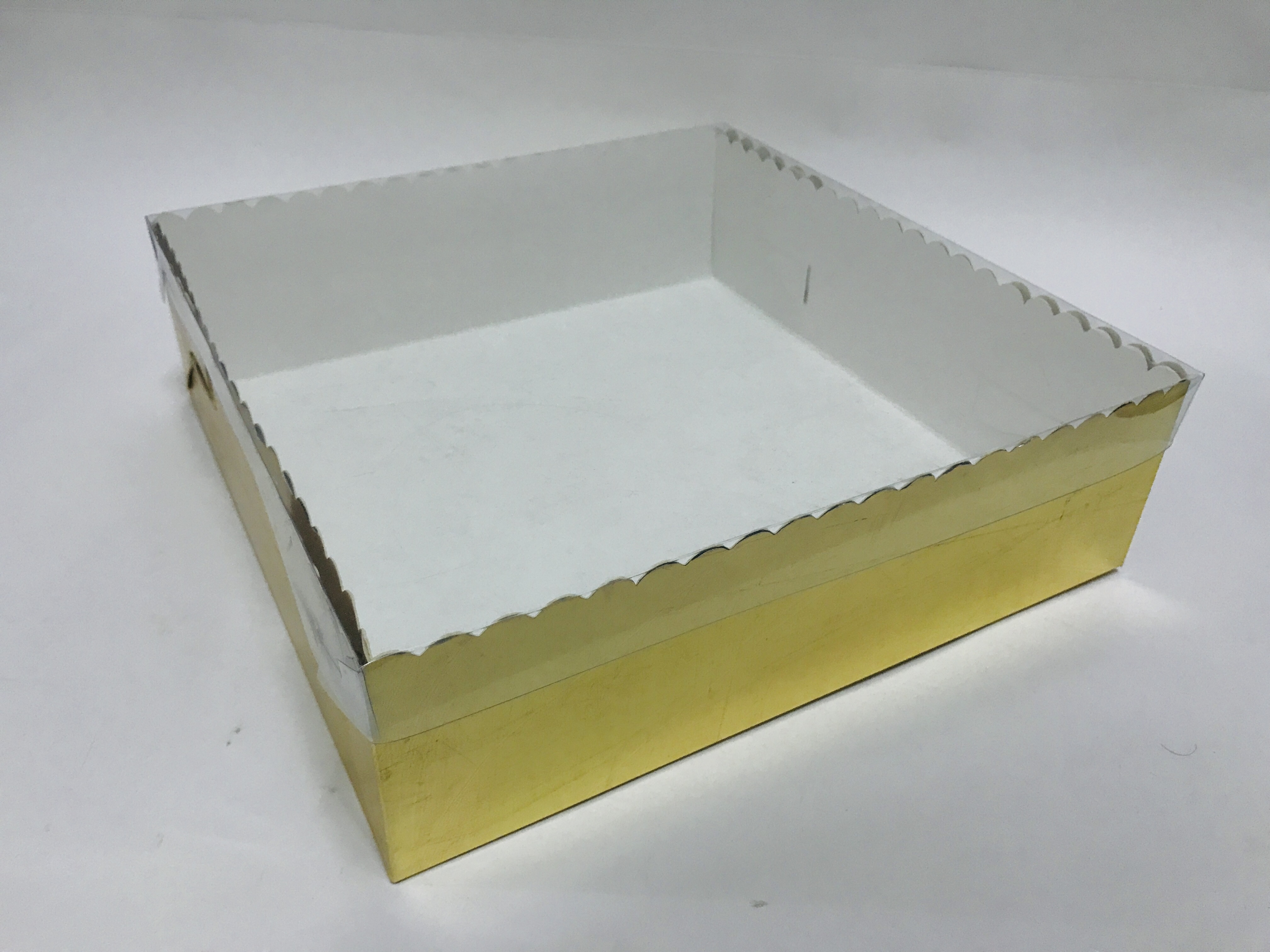 Transparent box, gift box, clear top, 10x10x3 white, golden | Daraz.pk