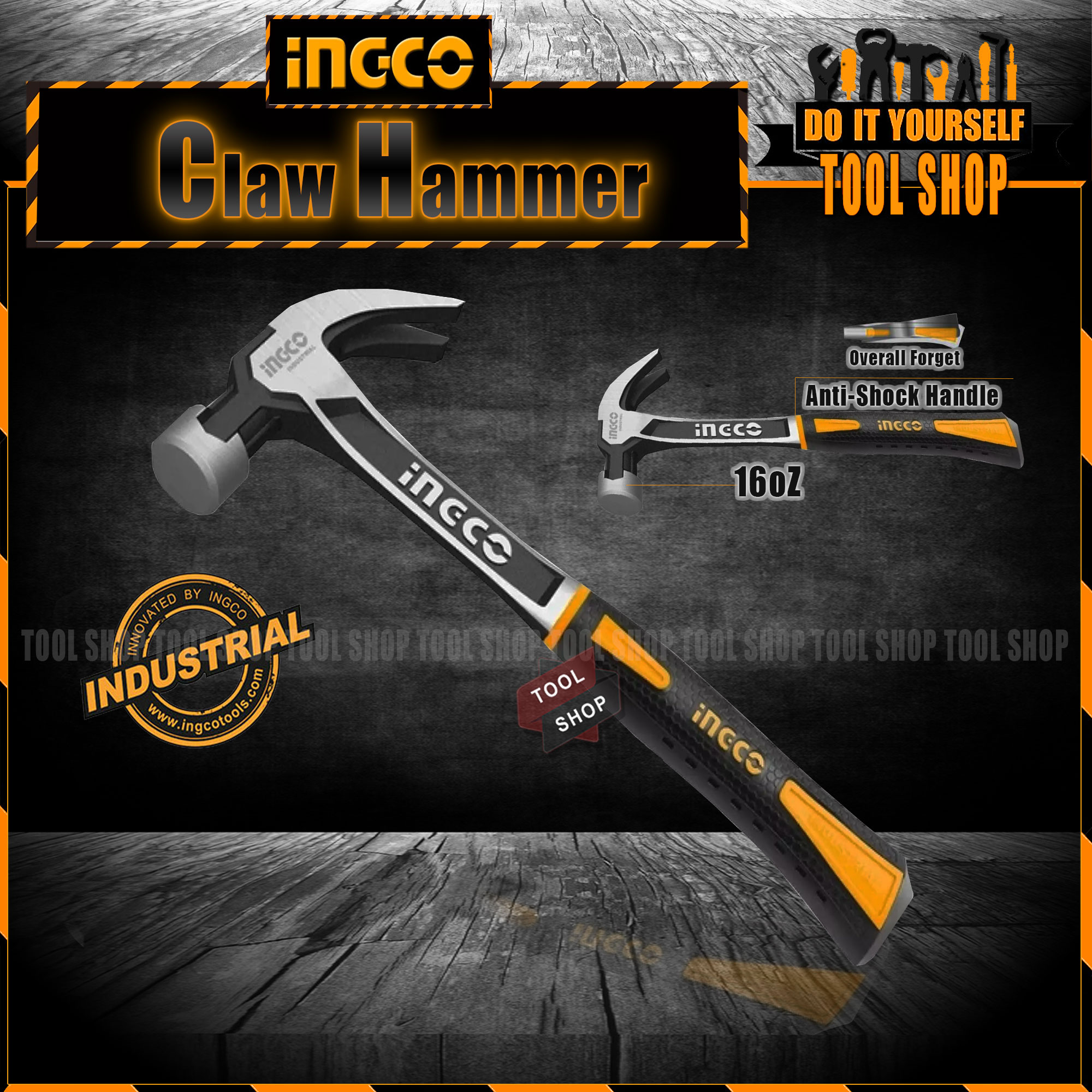 INGCO Original ClawHammer 16oH Overall Forget Anti Shock Handel ...