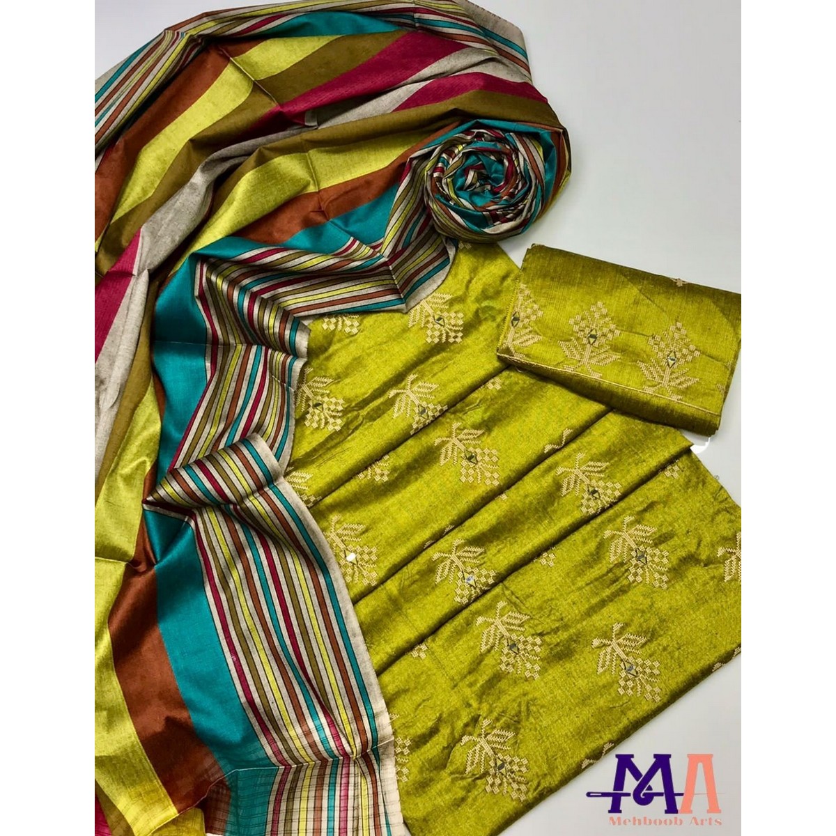 Susi Stuff Fabric Of Shirt and Trouser With Mirror Work Embroidery ...