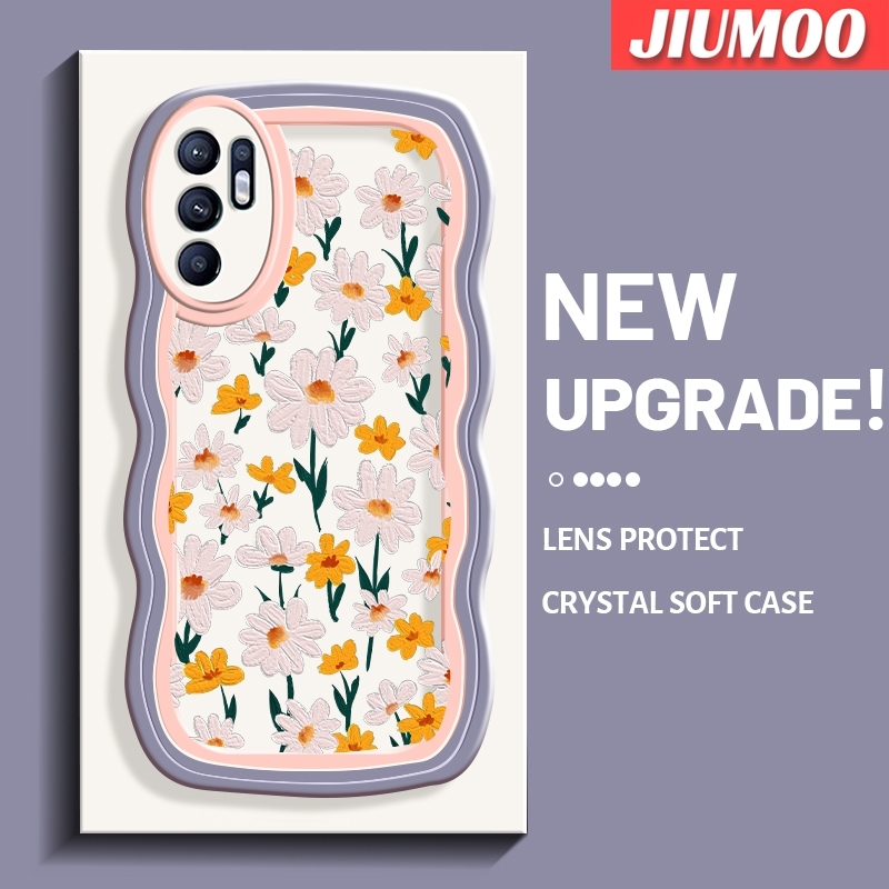 JIUMOO For OPPO Reno 6 4G Case With Beautiful Flower Pattern Wave ...