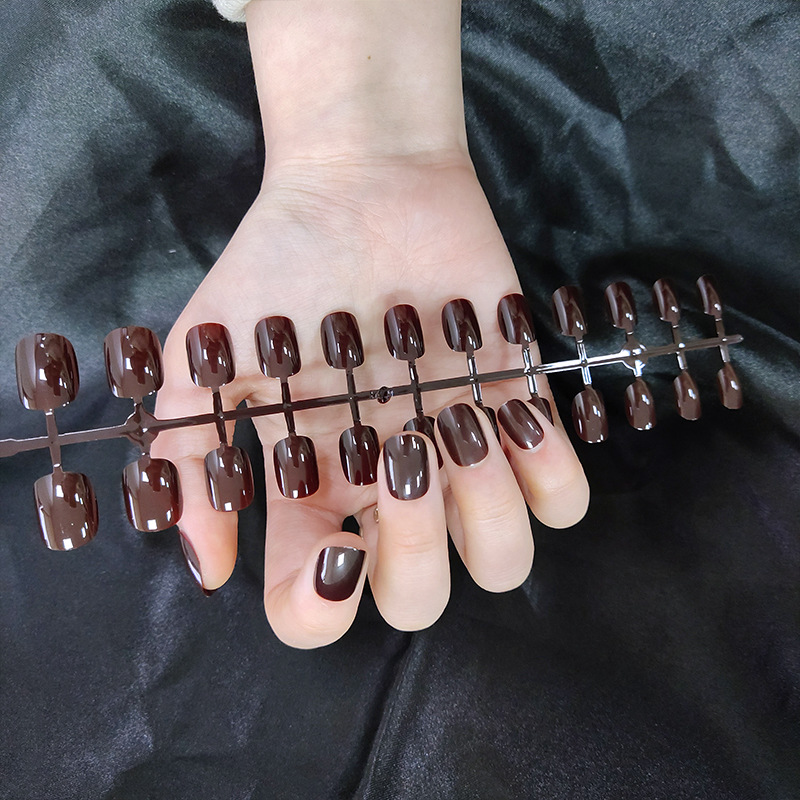 SUMMER 24 pcs Short Square Round Multiple Solid Color Fake Nails Uv ...