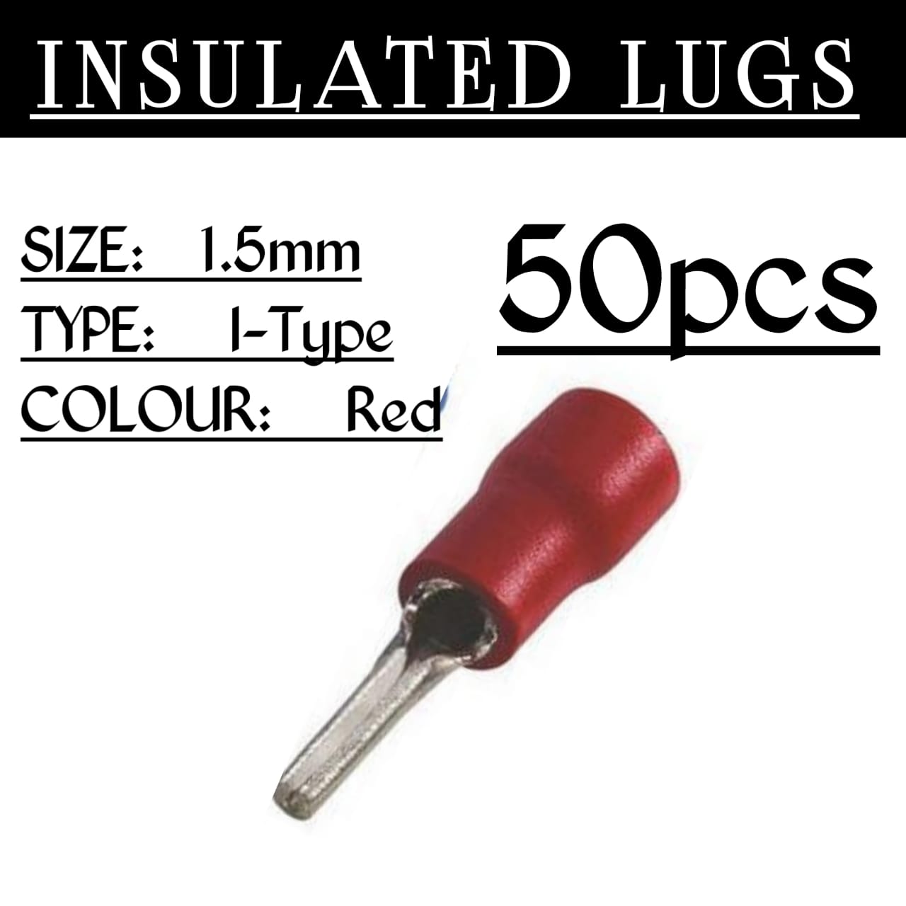 50pcs i type Insulated lugs Brass, control thimbles, Ring Cable Lugs ...