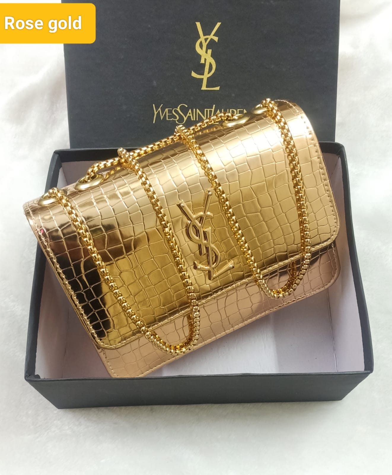 "YSL Crossbody Handbags for Women - Large Size, Long Beautiful Chain, 5 ...
