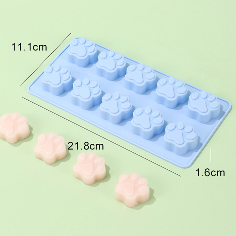 1Pc 10Hole Food Grade Silicone Paw Print Mold Reusable Dog Cat Animal ...