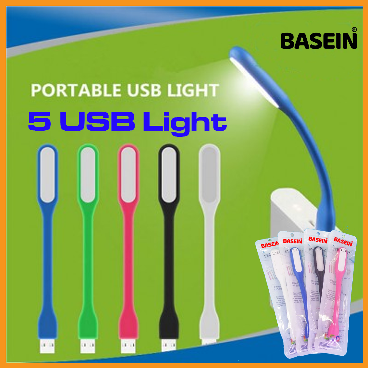 Basein Usb Led Light Lamp Flexible Mini For Laptop, Keyboard, Power Bank, Portable Night Light ...