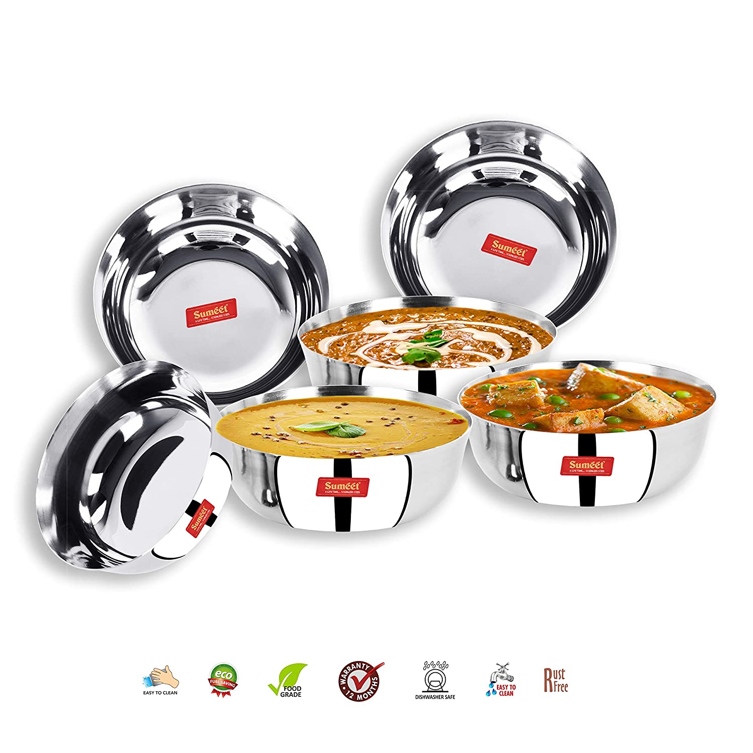 Heavy Round Katori Bowls Pyali Set Stainless Steel 5 inches | Daraz.pk