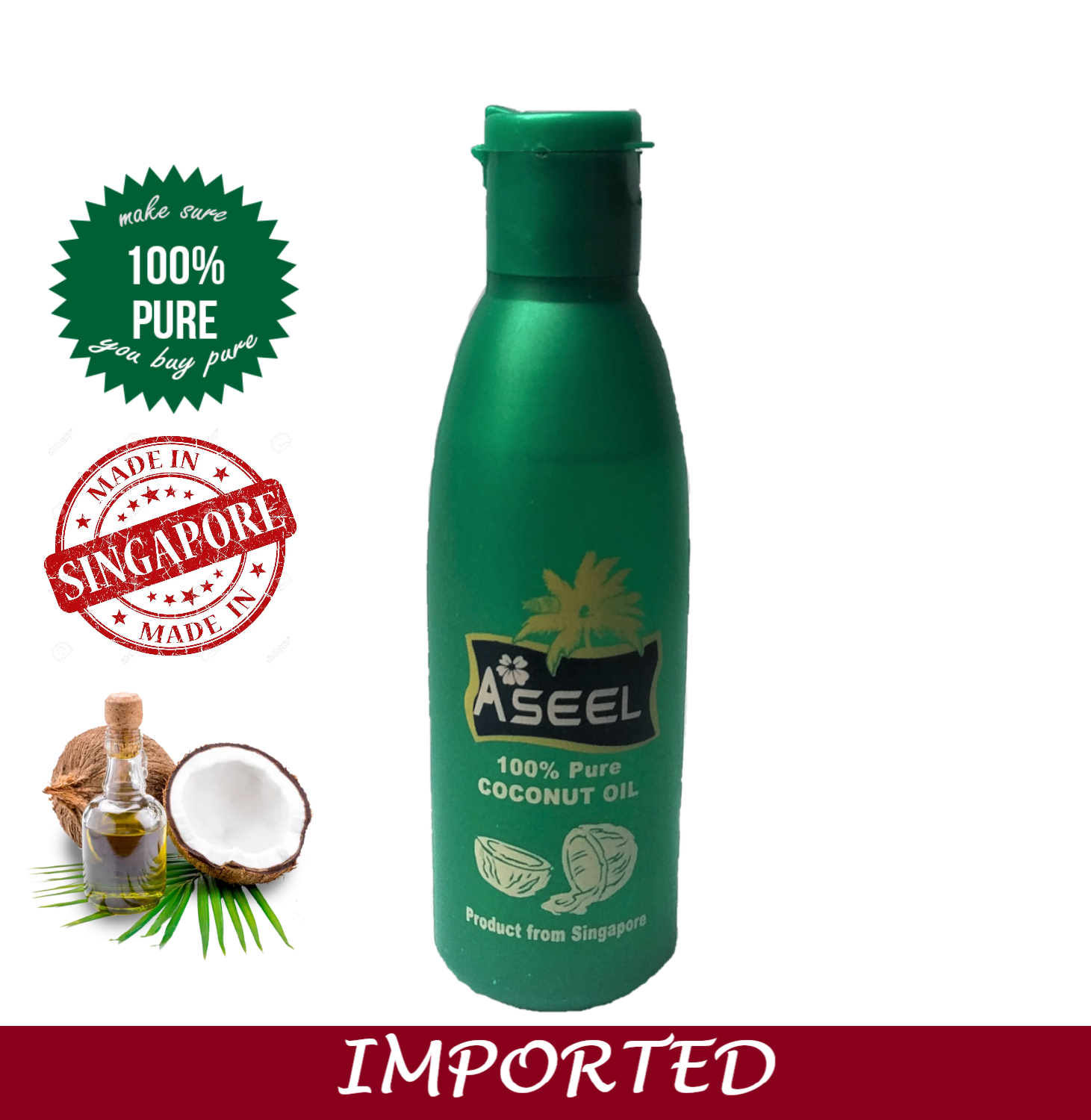 Aseel Coconut Oil | 100ML | IMPORTED | 100% | Pure | Made in Singapore ...