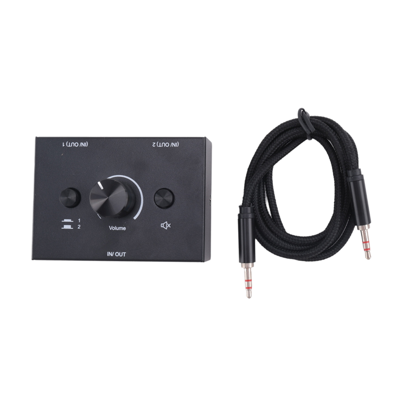 3.5mm Stereo Audio Switch Black 2 In 1 Out Audio Switcher Passive ...