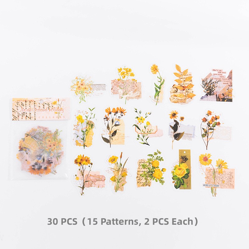 Panda Online 30PCS Senyu Collage Poem Series Gilding Flower PET ...