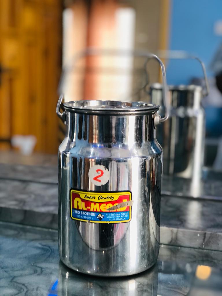 Milk and Oil Can Bucket and Canister Stainless Steel with Handle Ghee ...