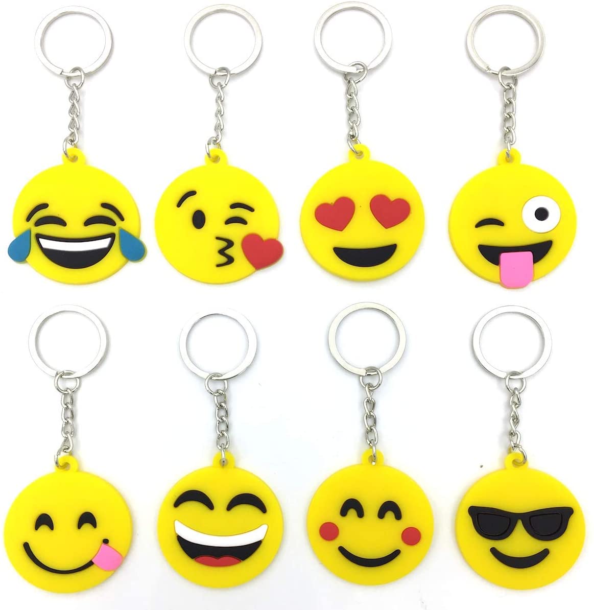 Emoji Keychains, Pack Top 8 Popular Emoji Emoticons Emoji Keyrings ...