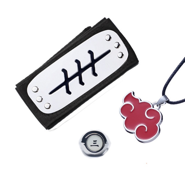 Anime Naruto Akatsuki Rings Necklace Headband Itachi Obito Ninja ...