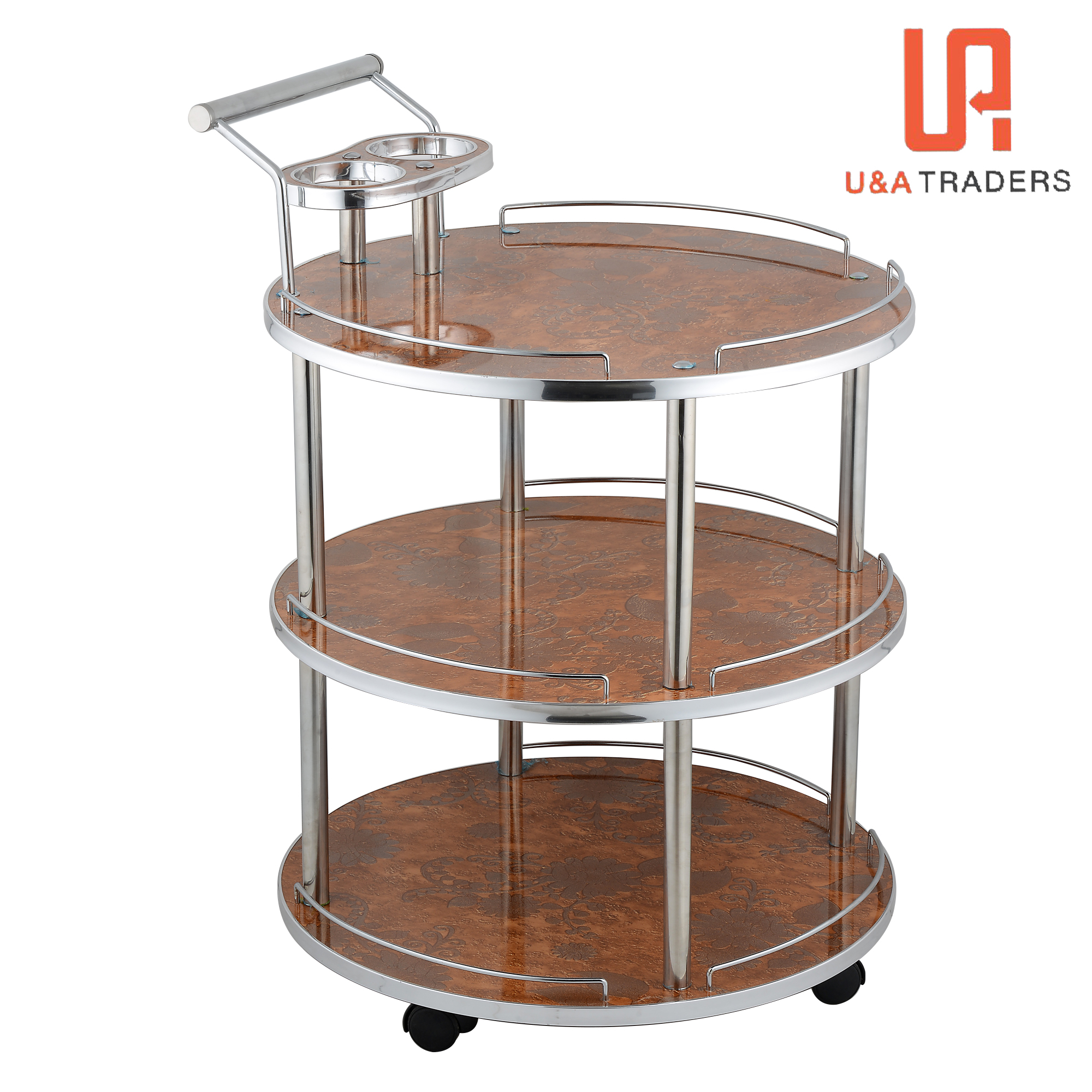 wooden tea trolley Round Shape Premium Quality uv shine MDf wooden food ...