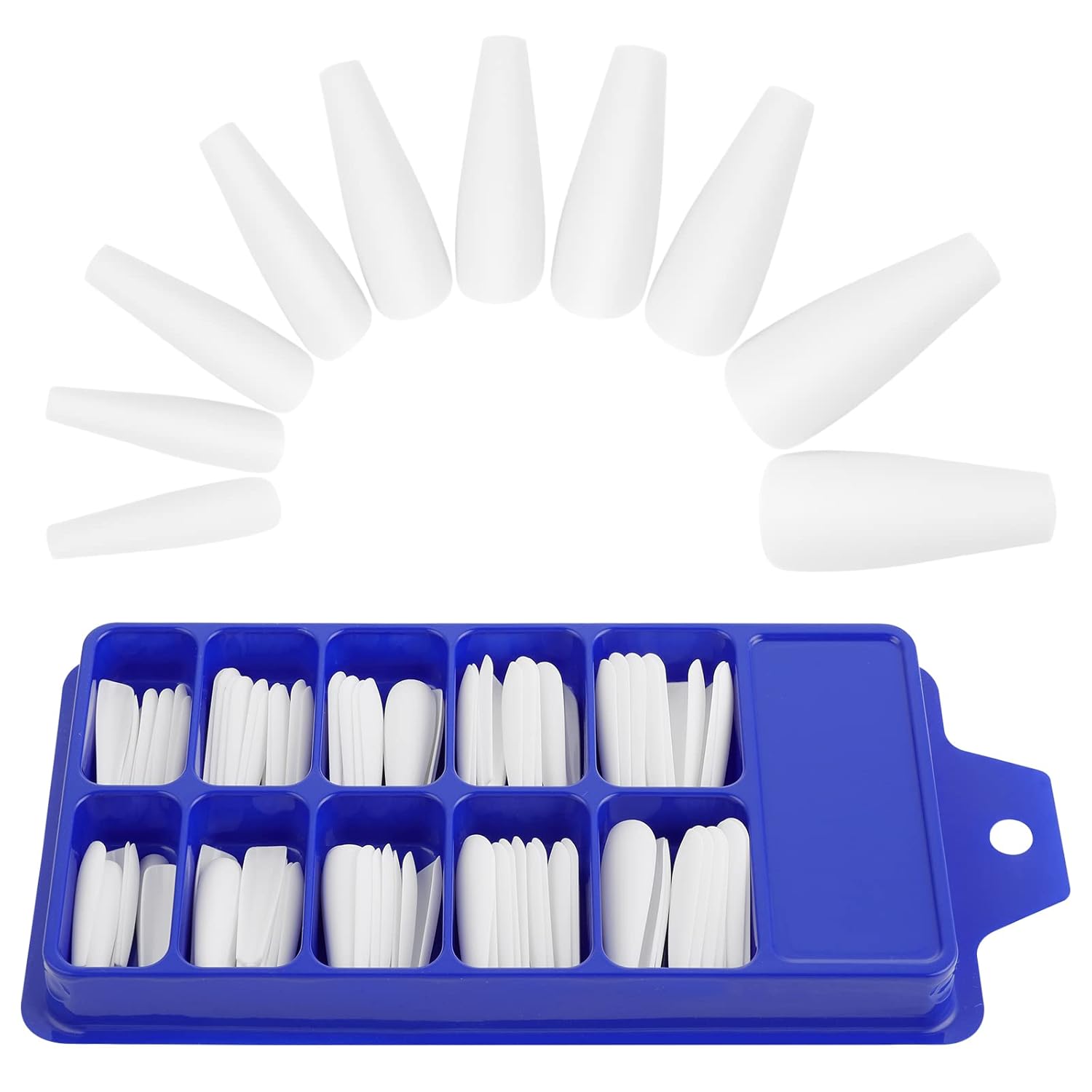 100 pcs Long Coffin Shape False Nails Ballerina Full Cover Acrylic Nail ...