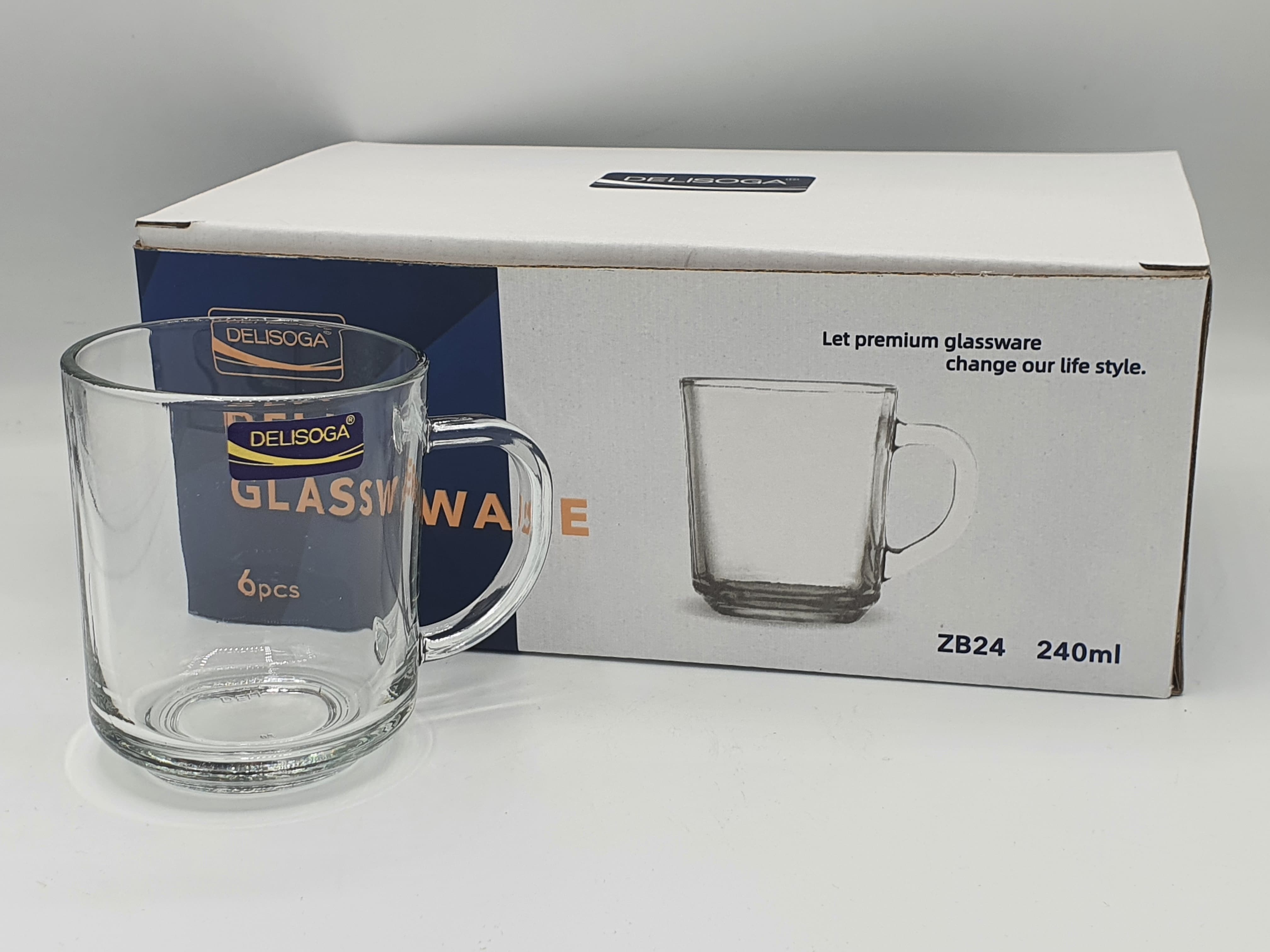 DELISOGA - GLASSWARE TEA CUPS/TEA MUGS - MULTI DESIGNS 6 Piece Set ...