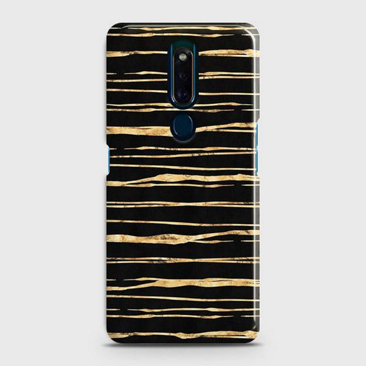Oppo F11 Pro Cover Case Black with golden lines Hard Cover- Design 11 ...