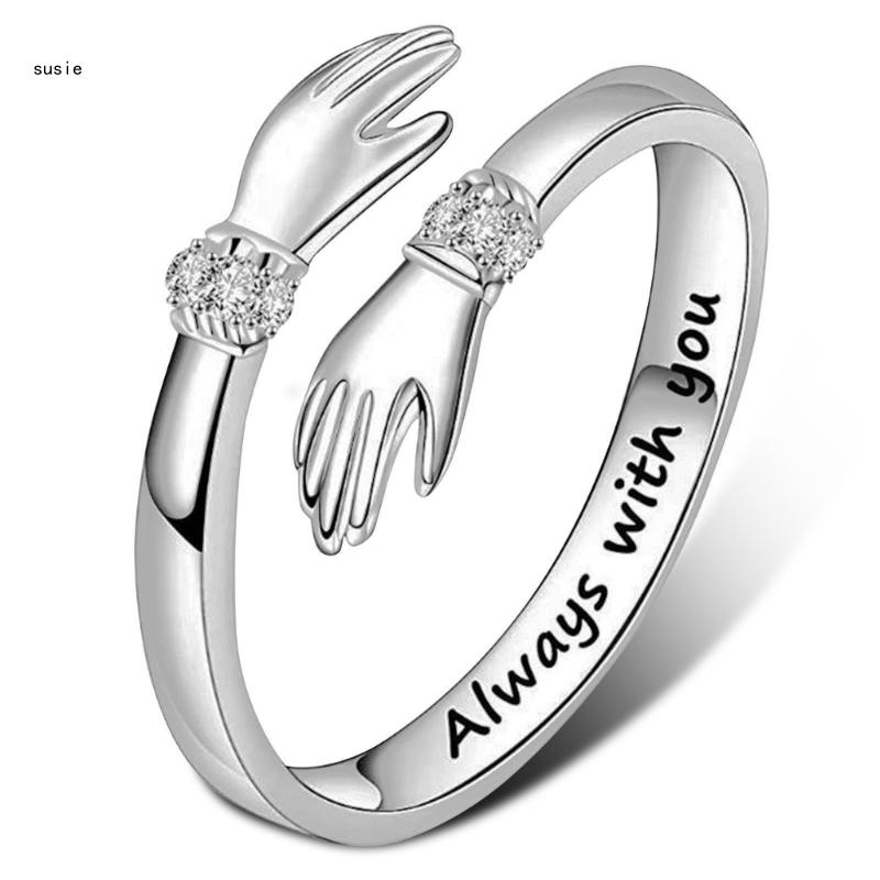 X7YA Women Temperament Personality Creative-Love Hug Ring for Lover ...