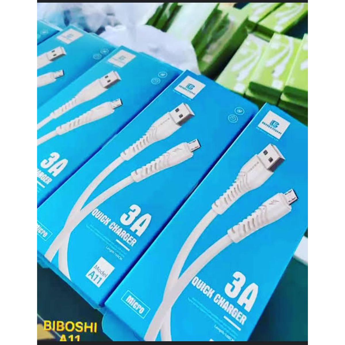 BIBOSHI High-Speed 3A Micro USB Fast Charging Data Cable Android and Tab c- White | One Meter ...