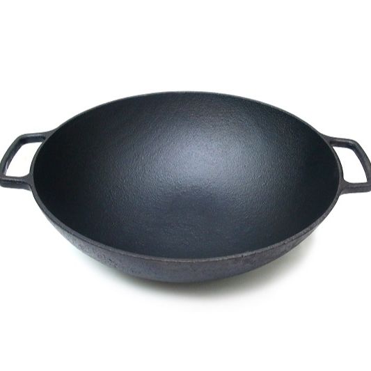 Cast Iron Wok 14", without lid, Krucible Kitchen, non stick karahi full ...