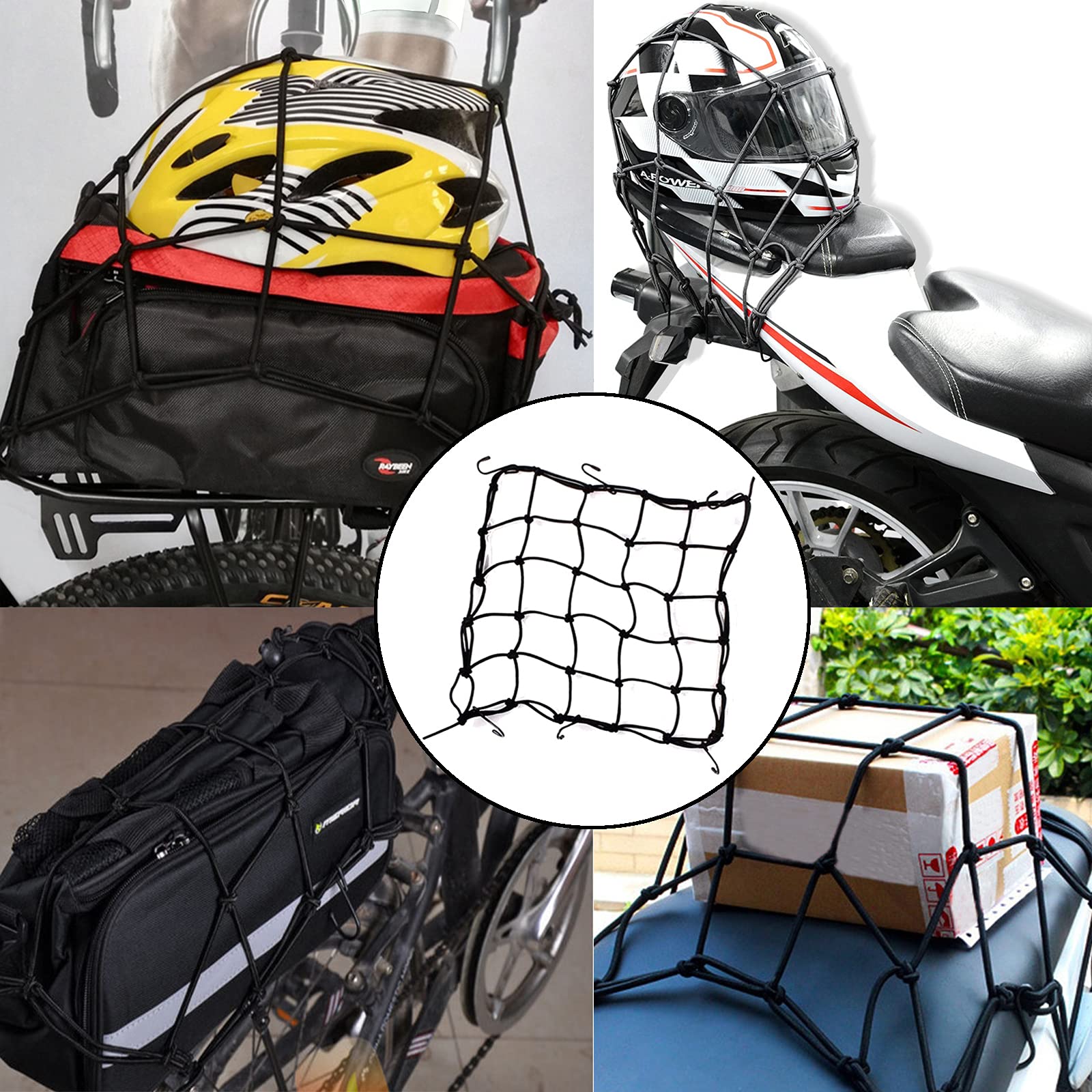 Motorcycle Helmet Motorbike Bike 6 Hook Mesh Bungee Cargo Luggage Net ...