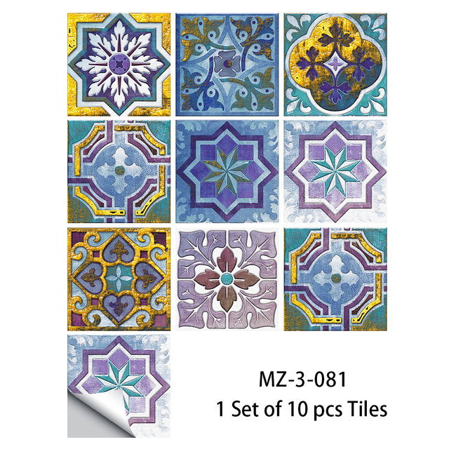 10pcs/set Mexican Style Tiles Wall Sticker for Sofa TV Background Wall ...