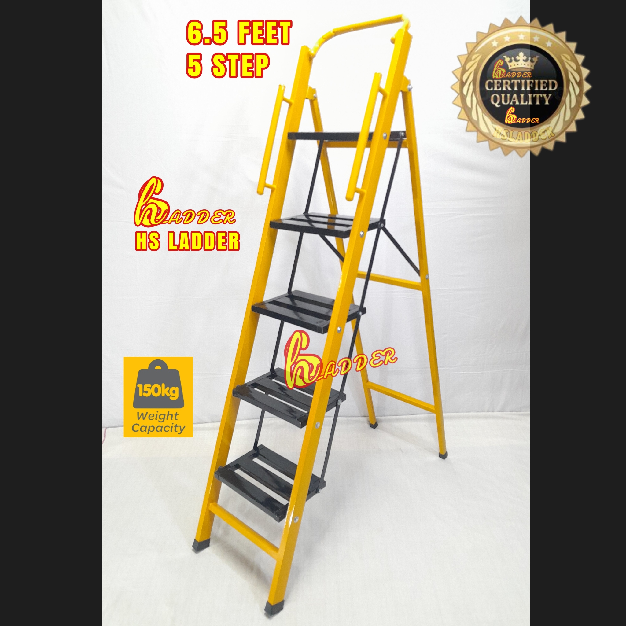 Step Foldable Ladder 6.5 Feet Heavy Duty Handle Attach Big Plate Form ...