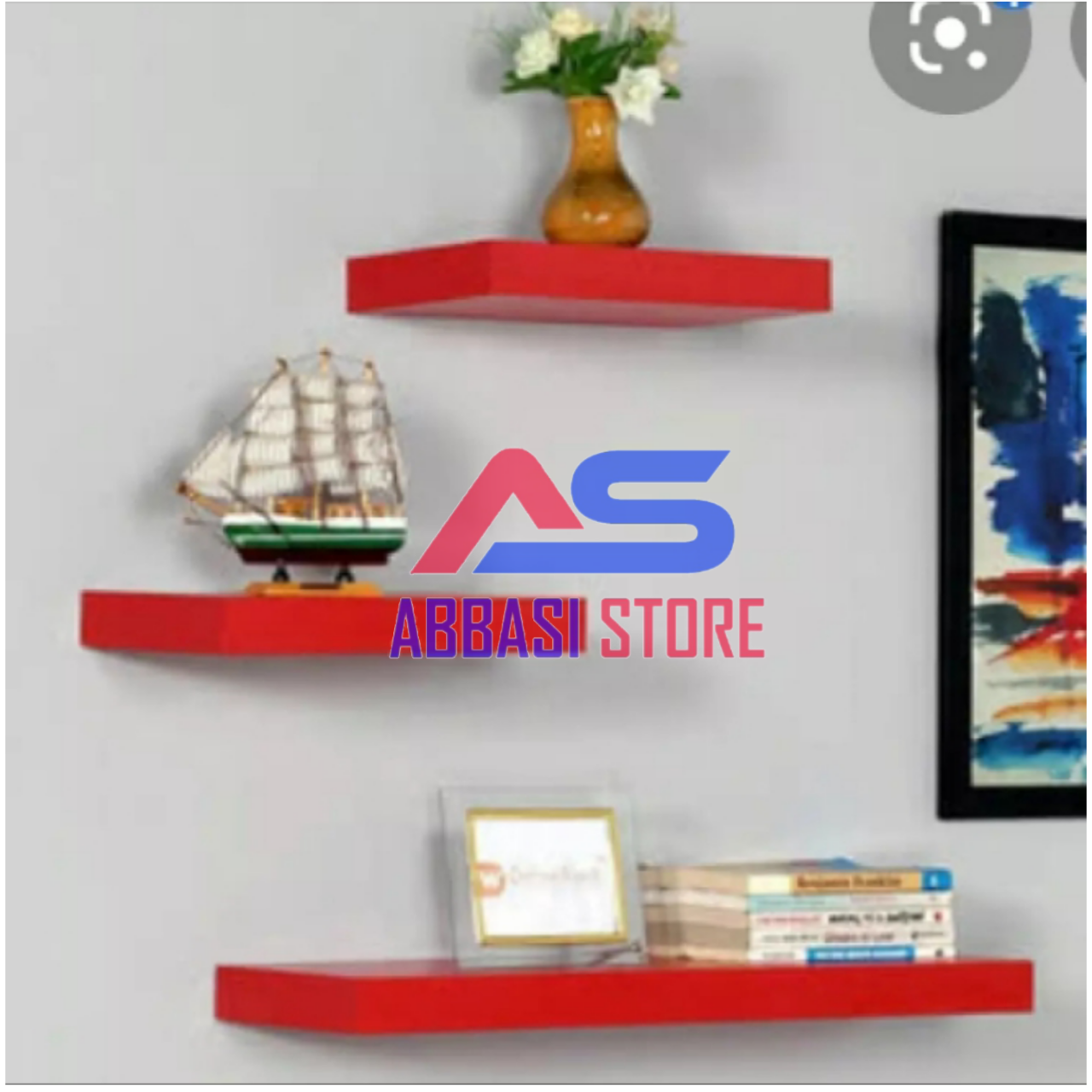 Wall shelves floting wall racks set of 3 pieces Red colour Home tier ...