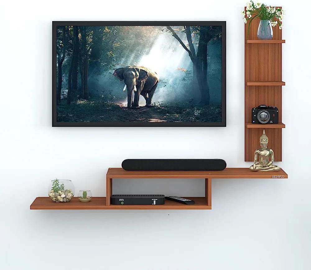 Lcd tv Rack /Shelves floating black tv console media storage wall ...