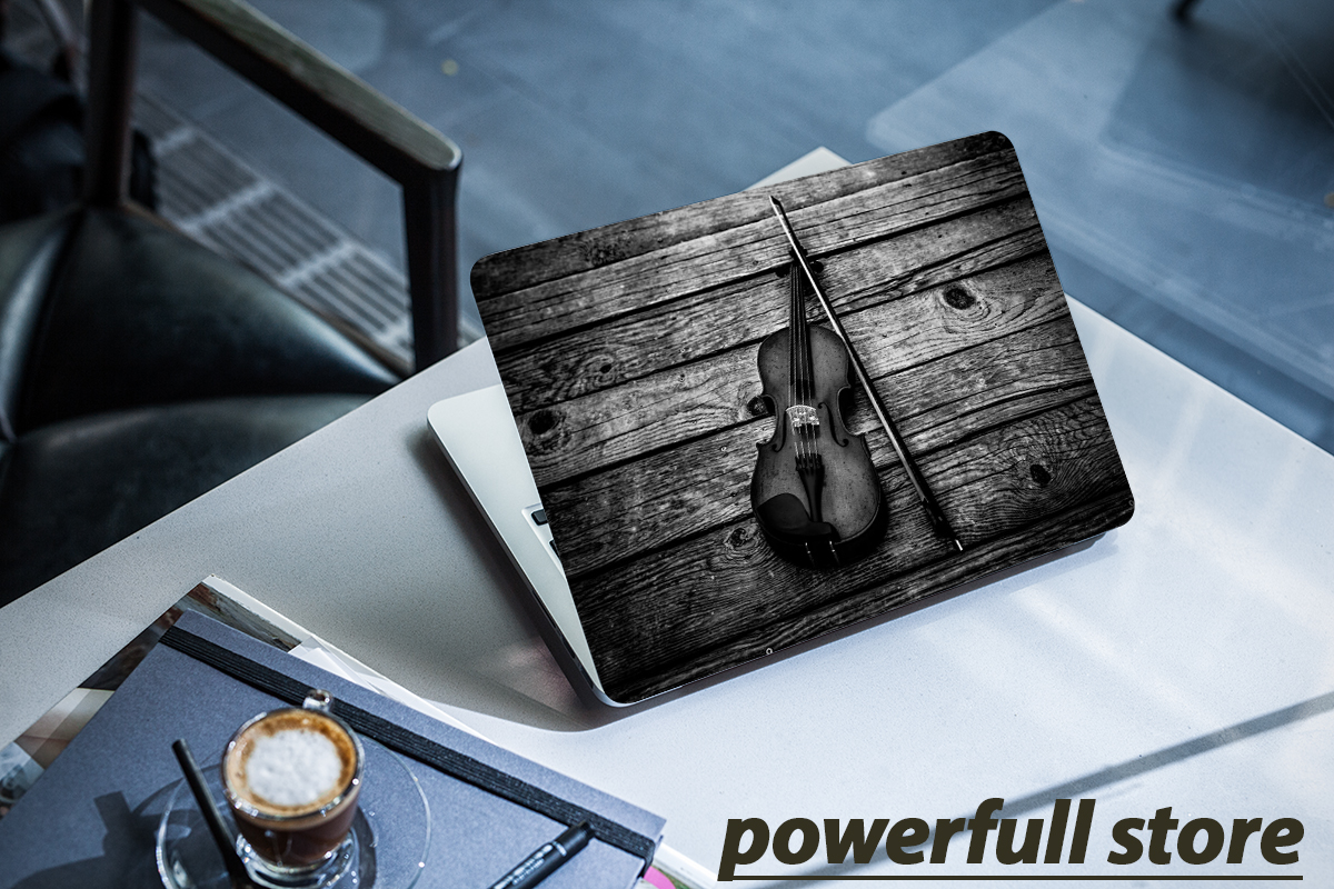 violin bw violin bow laptop back vinyl skin sticker 12 13 14 15 15.6 ...